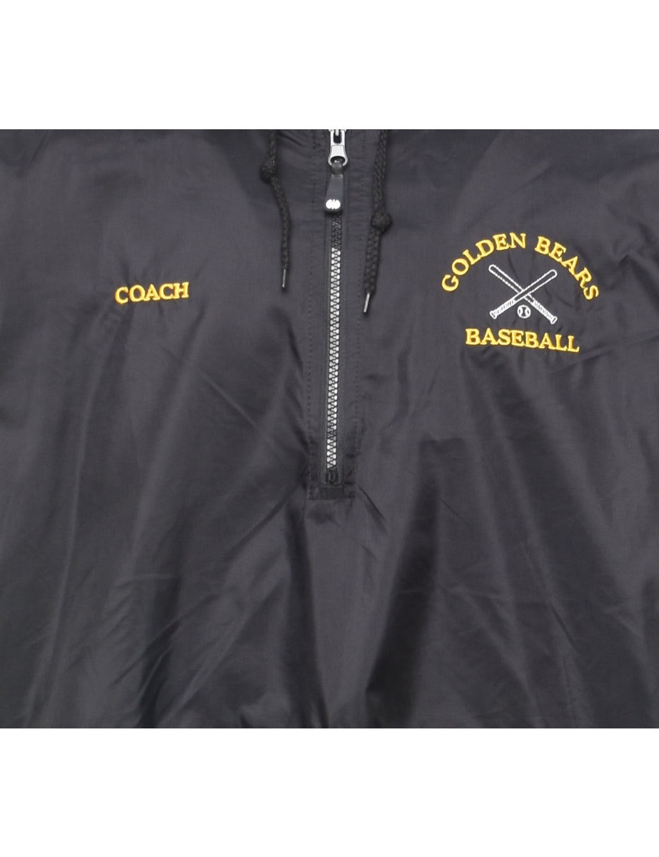 Vintage Men's 1990s Golden Bears Baseball Quarter-Zip Black & Yellow ...