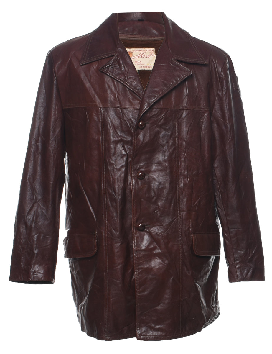 Men's Excelled Leather Dark Brown Leather Jacket Brown, L | Beyond ...