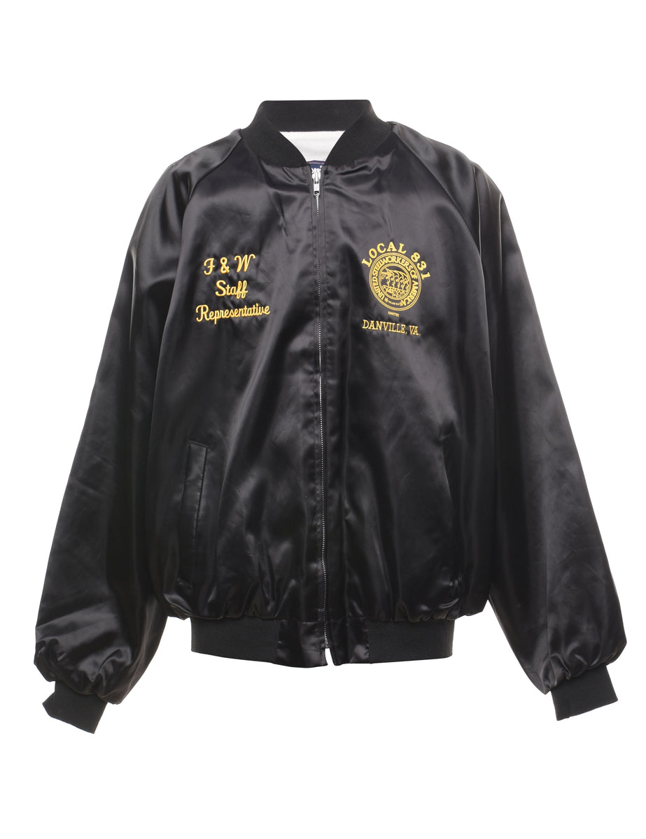 Vintage Men's King Louie Embroidered Black & Yellow Bomber Jacket Black ...