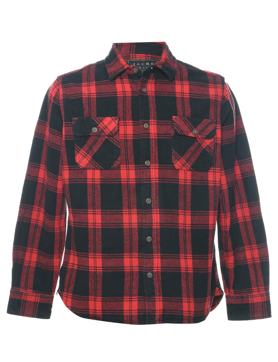 Vintage Men's Red & Black Checked Shirt Black, M | Beyond Retro - E00980044