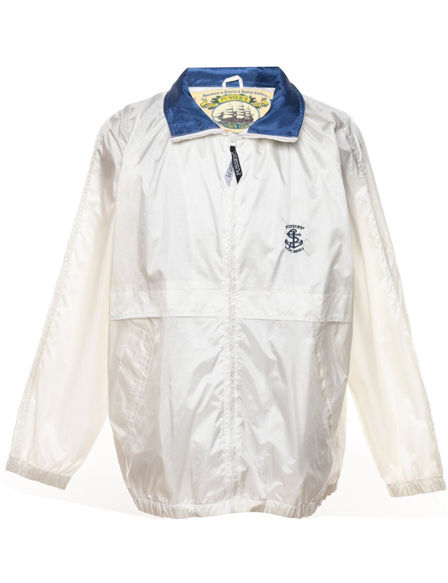 Vintage Men's White Nylon Jacket White, L | Beyond Retro - E00899346
