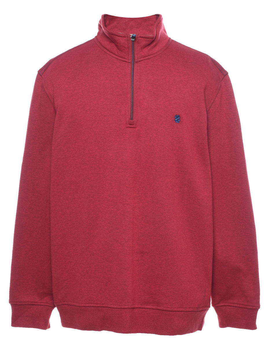 Vintage Unisex Izod Izod Quarter-Zip Maroon Plain Sweatshirt Red, XL ...