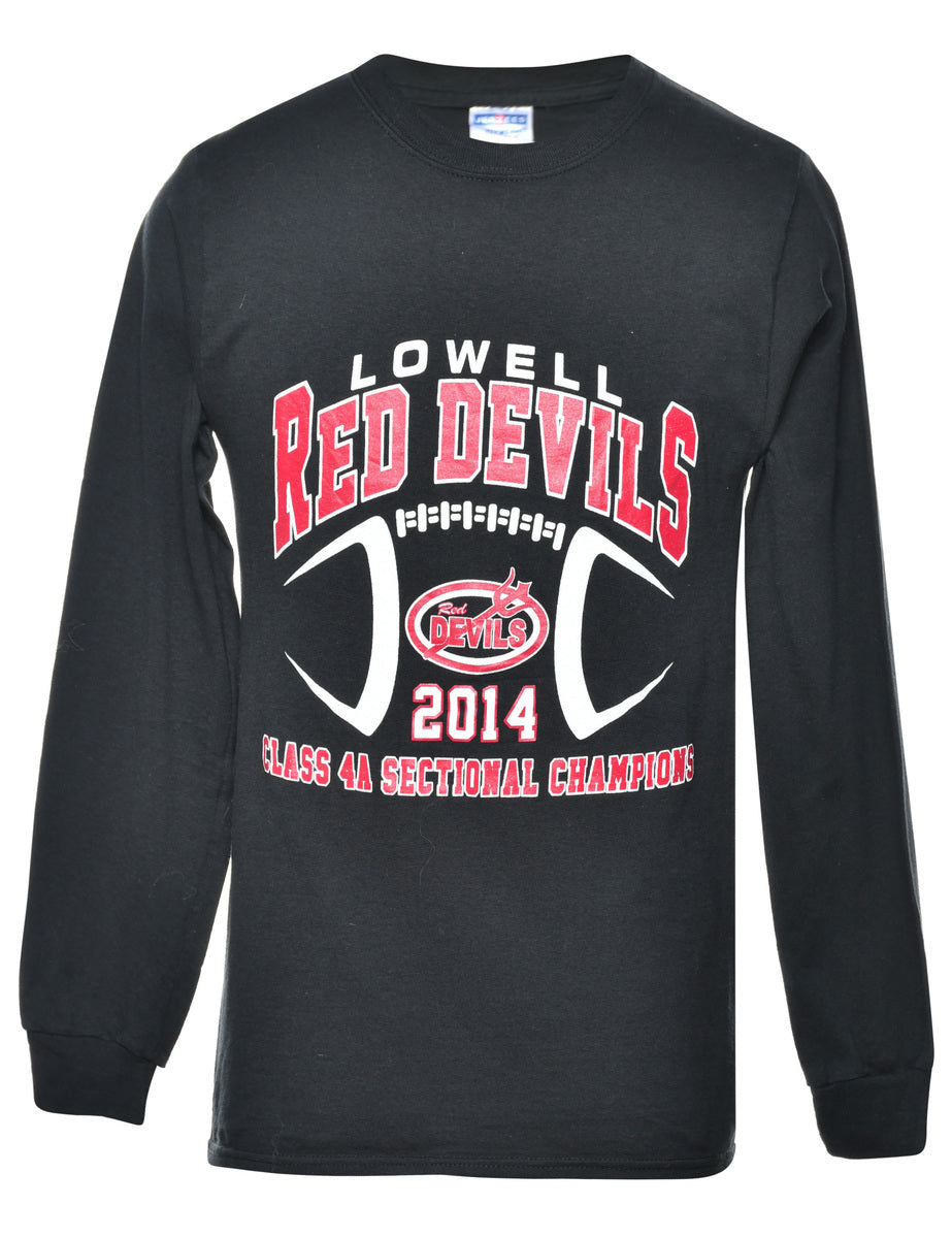 Vintage Unisex Lowell RED Devils Printed T-shirt Black, S | Beyond ...