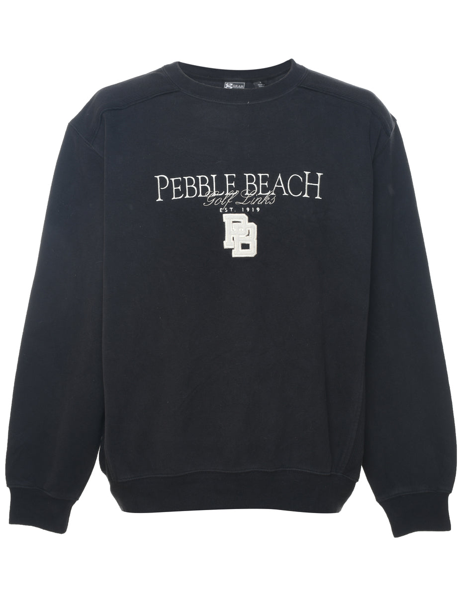 Vintage Unisex Pebble Beach Embroidered Black & White Sweatshirt Black ...