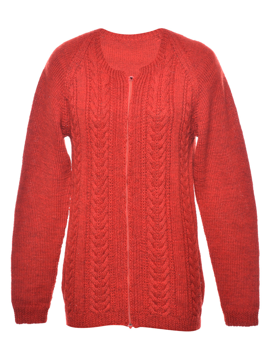 Vintage Women's Cable Knit Red Classic Cardigan Red, S | Beyond Retro ...