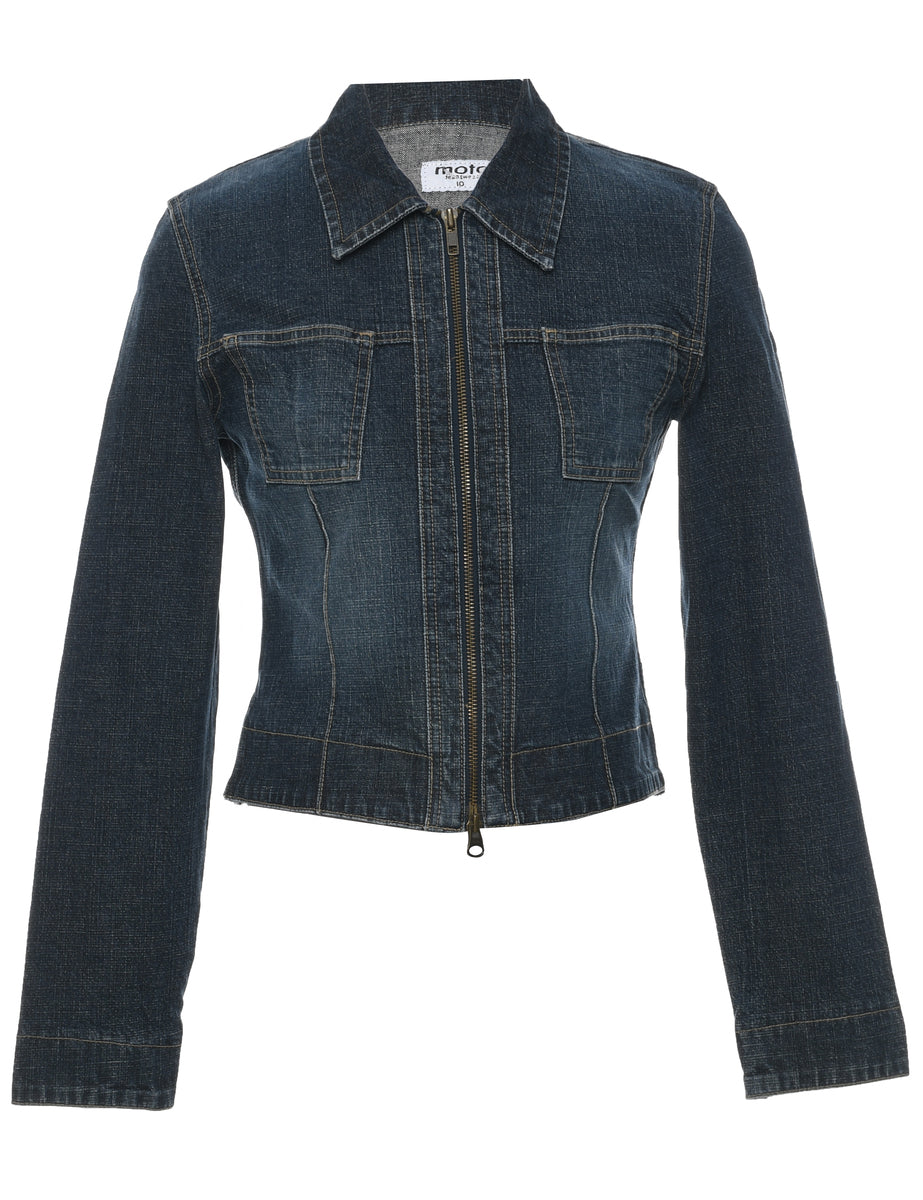 Vintage Women's Cropped Y2K Denim Jacket Denim, M | Beyond Retro ...