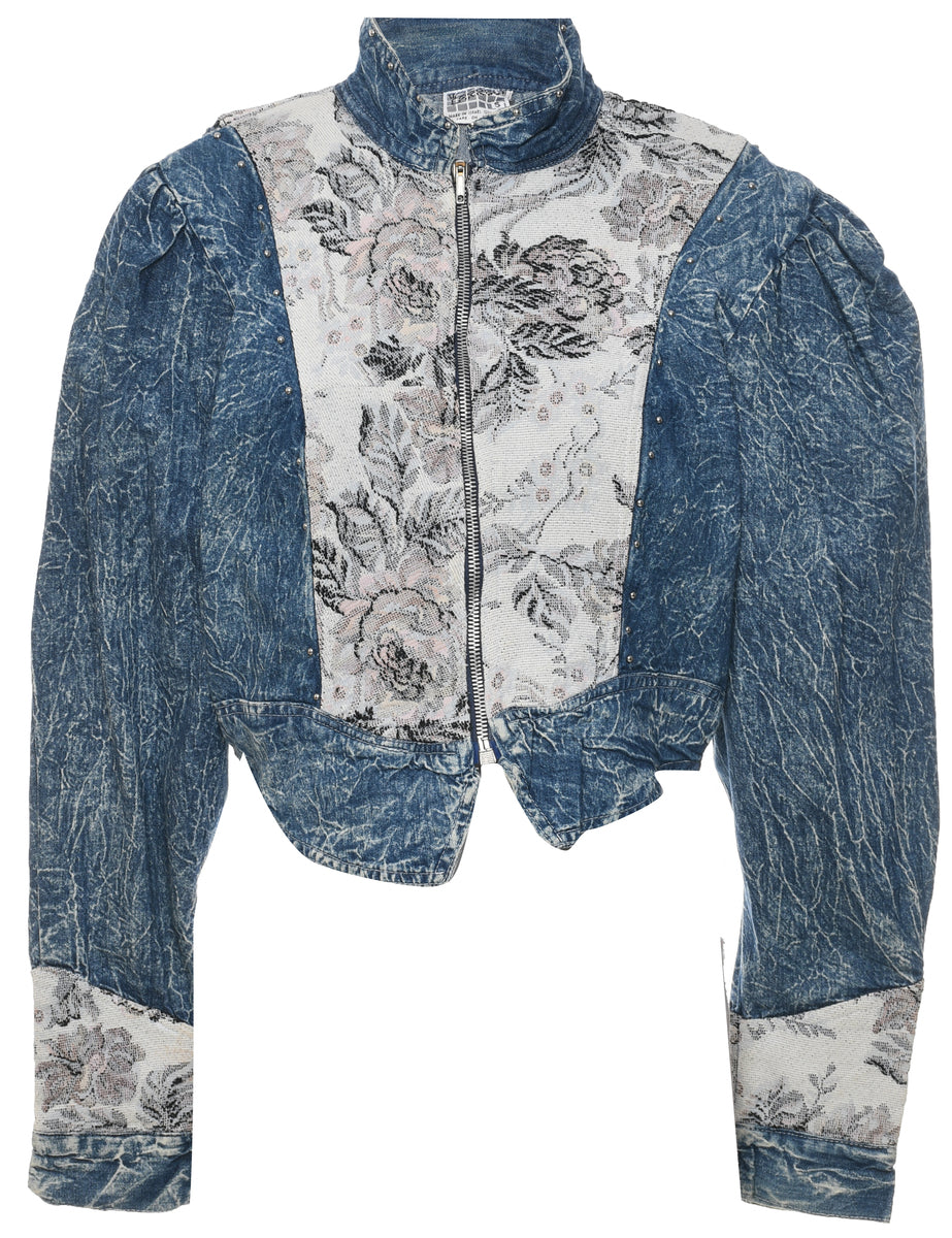 Vintage Women's Floral Pattern Denim Jacket Denim, S | Beyond Retro ...