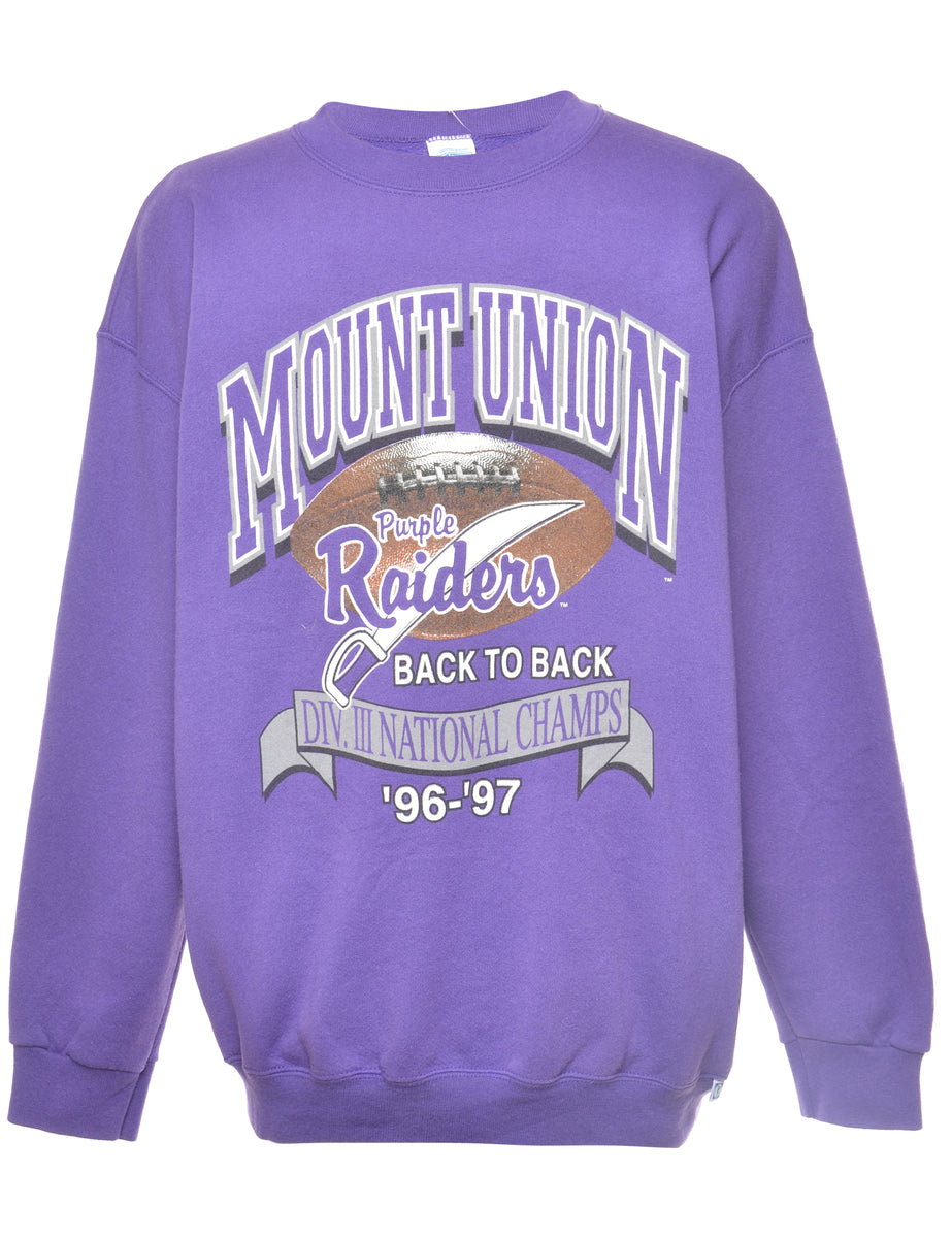 Vintage Women S Mount Union Raiders Printed Sweatshirt Purple Xl