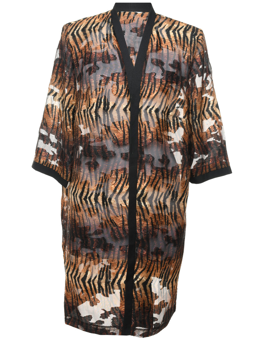 Vintage Women's Sheer Effect Tiger Print Jacket Brown, XL | Beyond ...
