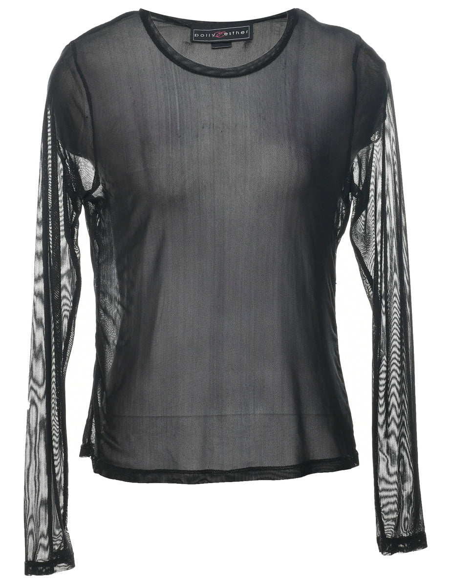 Vintage Women's Sheer Effect Top Black, M | Beyond Retro - E00987997
