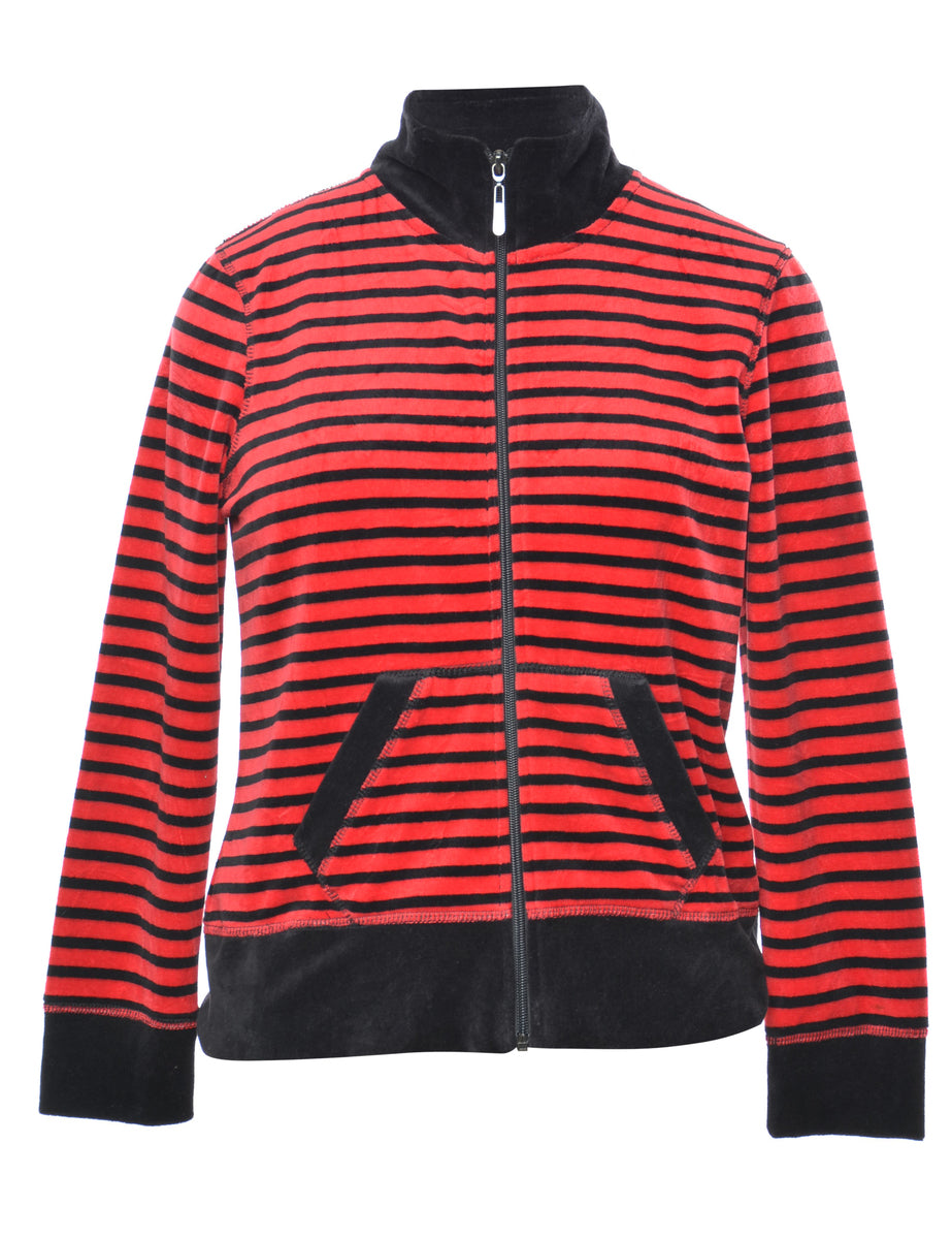 Women's Striped Black & Red Track Top Red, S | Beyond Retro - E00875485