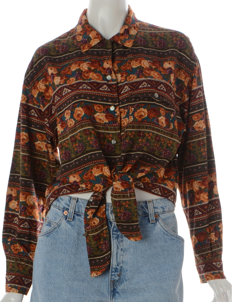 Label Jessie Cropped Patterned Shirt With Tie Front - E00375386 ...