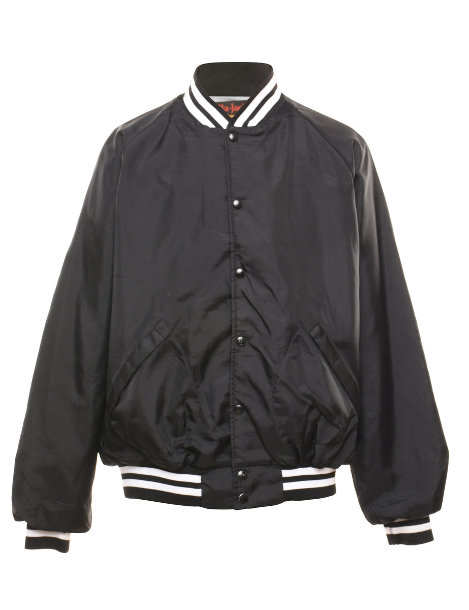 Vintage Men's Compton Racing White & Black Classic Bomber Jacket Black ...