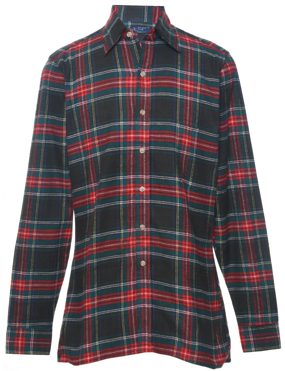 Men's Dark Green Checked Shirt Green, S | Beyond Retro - E00957556