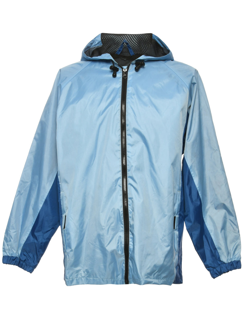Vintage Men's Hooded Light Blue Nylon Jacket Blue, L | Beyond Retro ...