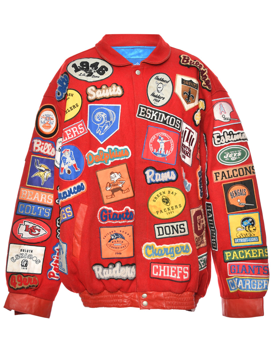 Vintage Men's NFL Appliqued Badge Collectors Jacket Multi-coloured, L ...