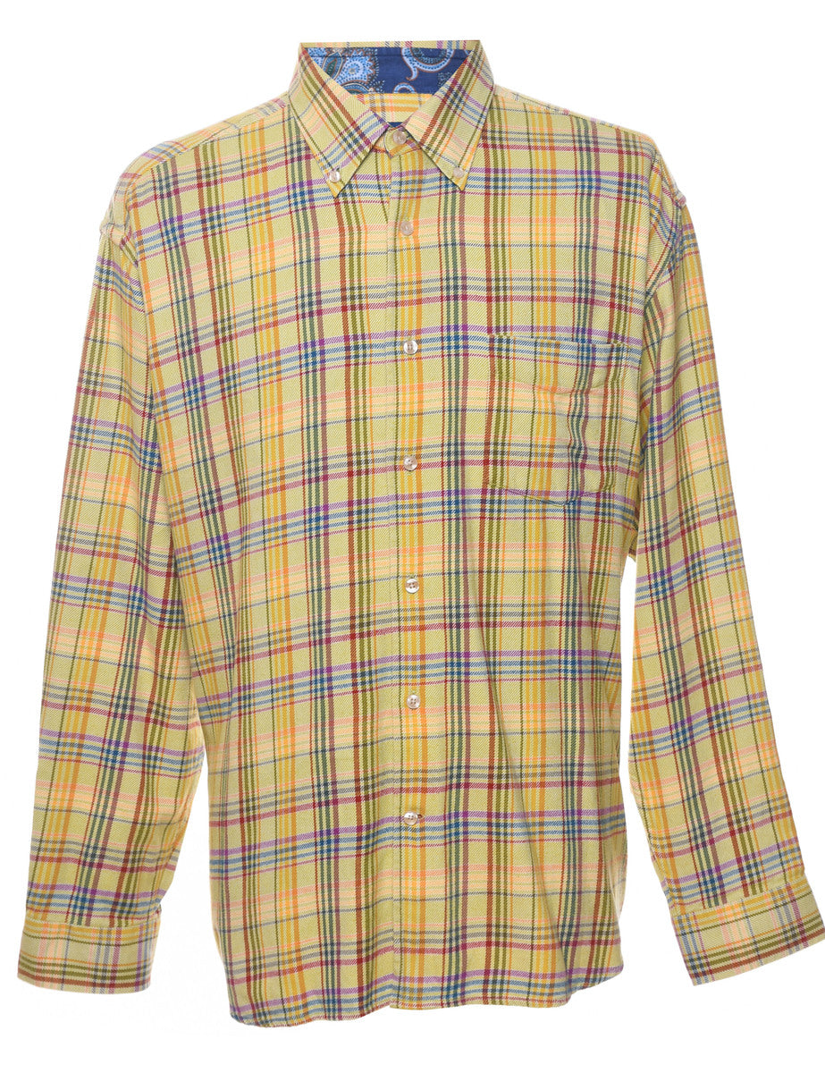 Vintage Men's Yellow Checked Shirt Yellow, XL | Beyond Retro - E00958073