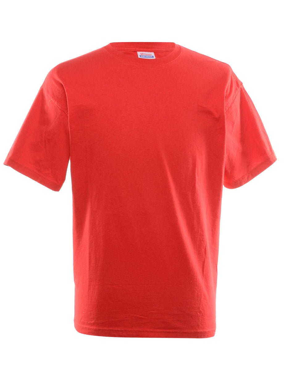 Unisex Red Plain T-shirt Red, L | Beyond Retro - E00689568
