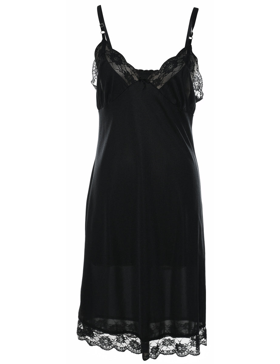 Womens Black Lace Slip Black S Beyond Retro E00920421