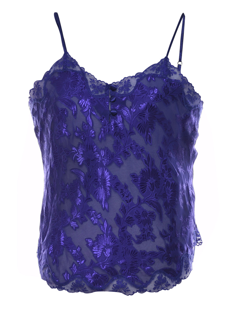 Navy Floral Lace Strappy Camisole S
