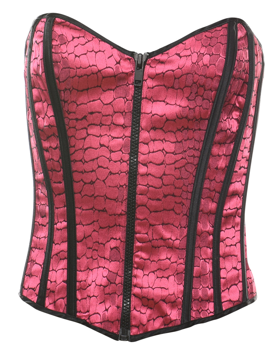 Vintage Women's Pink & Black Snakeskin Pattern Y2K Corset Pink, S ...