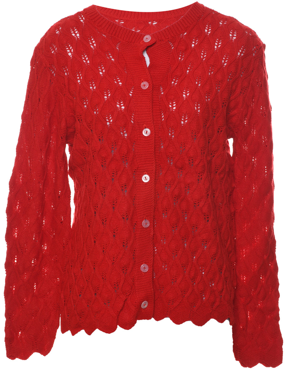 Women's Red Crochet Cardigan Red, L | Beyond Retro - E00967000